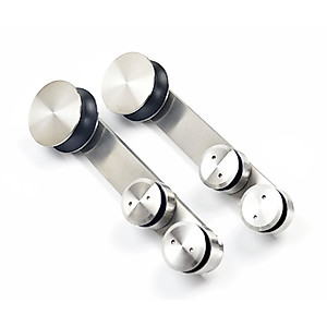 Diyhd 12FT Stainless Steel Glass Double Bi-Parting Sliding Barn Door Interior Partition Door Office Glass Door Sliding Track Kit (12ft-Double Door kit)