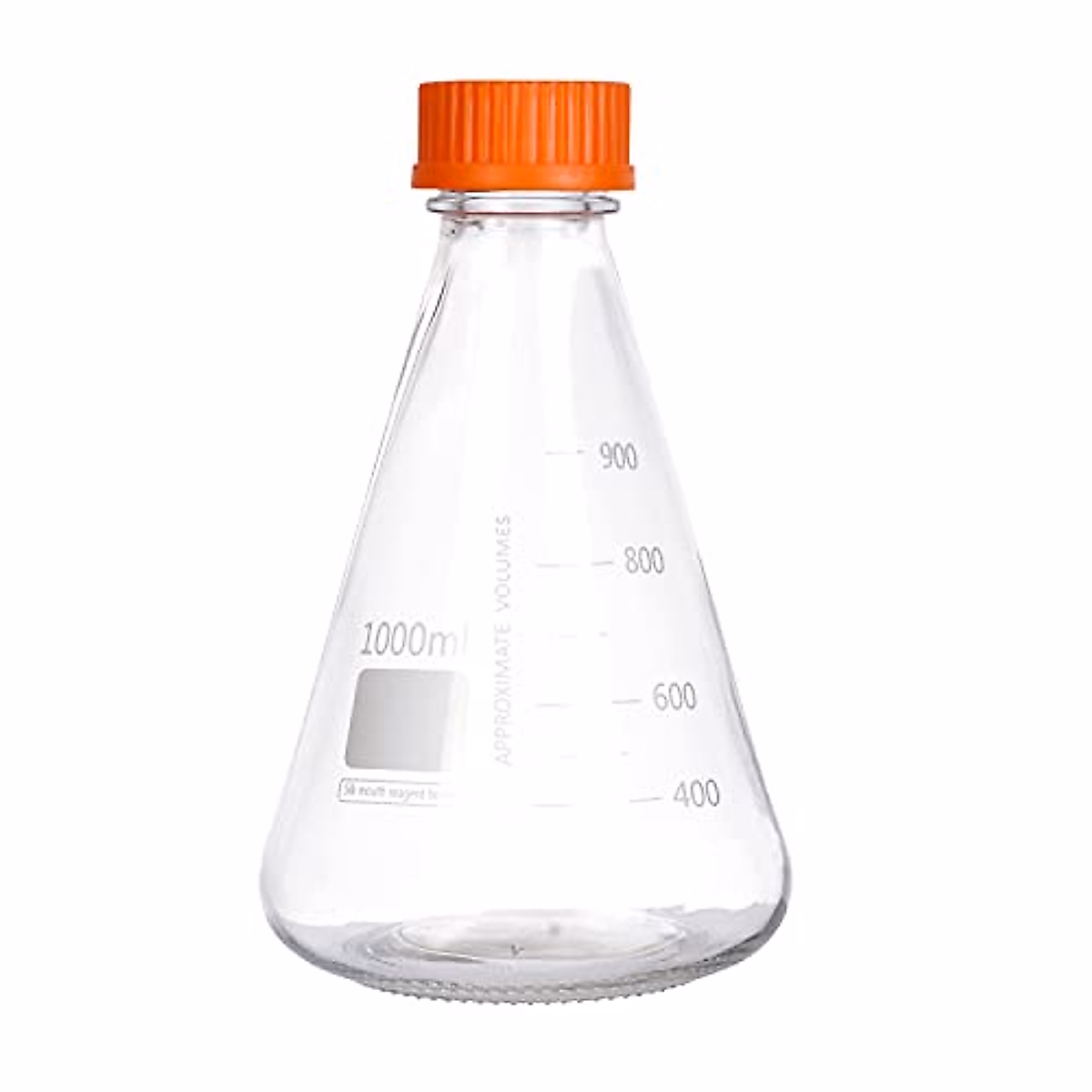 Moonetto 3 Pack 1000ml Narrow Mouth Graduated Lab Erlenmeyer Glass Flask with Orange Screw Cap