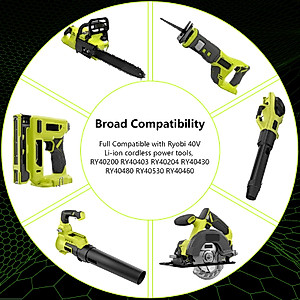 MVMOD 40V 6500mAh Replacement Battery for Ryobi, 40 Volt Battery for Ryobi 40V Power Tools OP4040 OP4026 OP4015 OP4030 OP4050 OP4060A RY40200 RY40403 RY40204 Lithium ion Battery for Ryobi