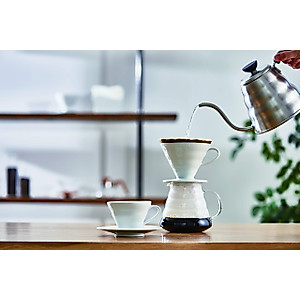 Hario V60 Ceramic Coffee Dripper Pour Over Cone Coffee Maker Size 02, White