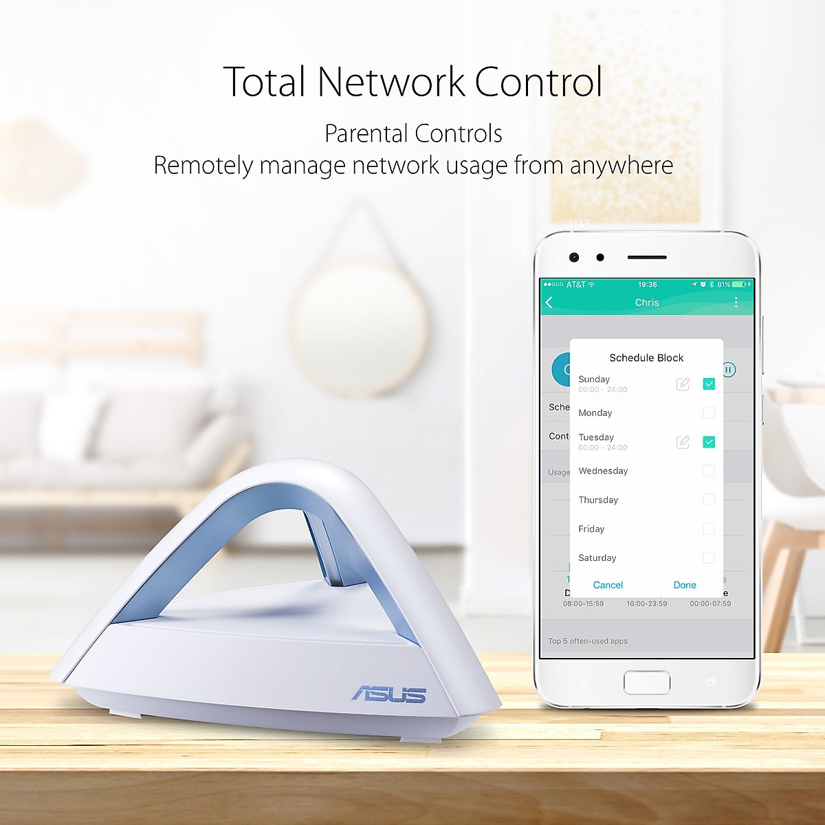 ASUS AC1750 Mesh WiFi System (Lyra Trio 3PK) - Whole Home Coverage up to 5,400 sq.ft & 6+ Rooms, Compatible with Alexa, AiMesh, Free Lifetime Internet Security, Parental Control