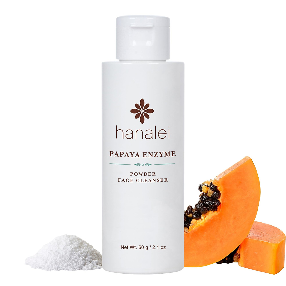 Hanalei Cruelty-Free and Paraben - Free Papaya Powder Face Cleanser, Gentle Everyday Cleansing, Non-Striping and Hydrating, All Skin Types, Full Size (60 g)