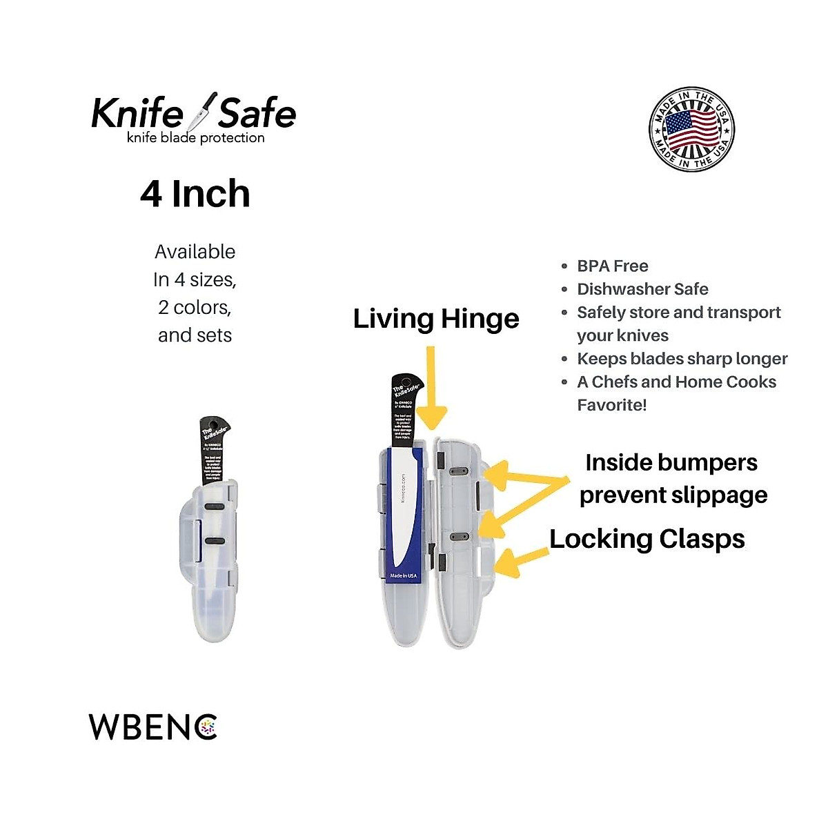 Agilux BladeGuard Knife Blade Protective Edge Guard Case for Cutlery 8in Clear