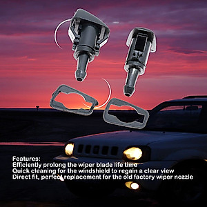 Pack of 2 Windshield Washer Nozzle Sprayers Kit Front Left Right Windshield Washer Squirter Nozzle for 2005-2015 Jeep 2004-2017 Dodge 2001-2016 Chrysler Replace 5116079AA 5160308AA