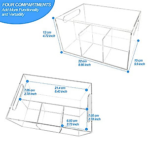 ChengFu Acrylic Utensil Caddy, RV Utensil Caddy, Silverware, Napkin Holder, and Condiment Organizer, 4 Compartments, Organizes Forks, Knives, Spoons, Plates & more, Ideal for Kitchen, Dining, Picnics