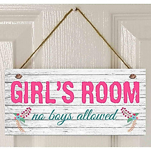 MAIYUAN Girl's Room Sign, No Boys Allowed, Girl's Room Decor, Nursery, Girl's Door Sign, Room Plaque, Birthday Gift, 5" x 10" Sign(E2-WH065)