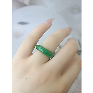 CJIAYUJEW Jade Rings for Women,Good Luck Green Jade Rings for Men,Size 6-12