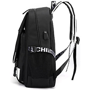 jupkem Jupkem Anime hanma baki Backpack Bag USB with Charging Port Student School Bag Laptop Cosplay for Boys Girls (black)