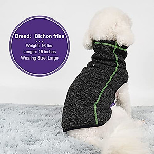 cyeollo Dog Sweater Fleece Coat High Collar Warm Doggie Turtleneck Lightweight Cozy Jacket Pullover Dog Clothes Pet Vest with Leash Hole for Small Dogs, Grey