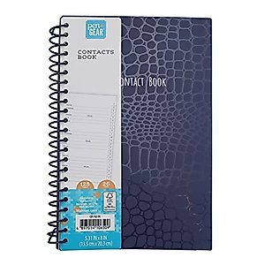 Pen+Gear Contact Book, Etched Poly Cover, Dark Navy Color, 128 Pages, 5.31 in x 8 in