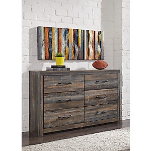 Signature Design by Ashley Drystan Rustic Industrial 6 Drawer Dresser, Weatherworn Brown