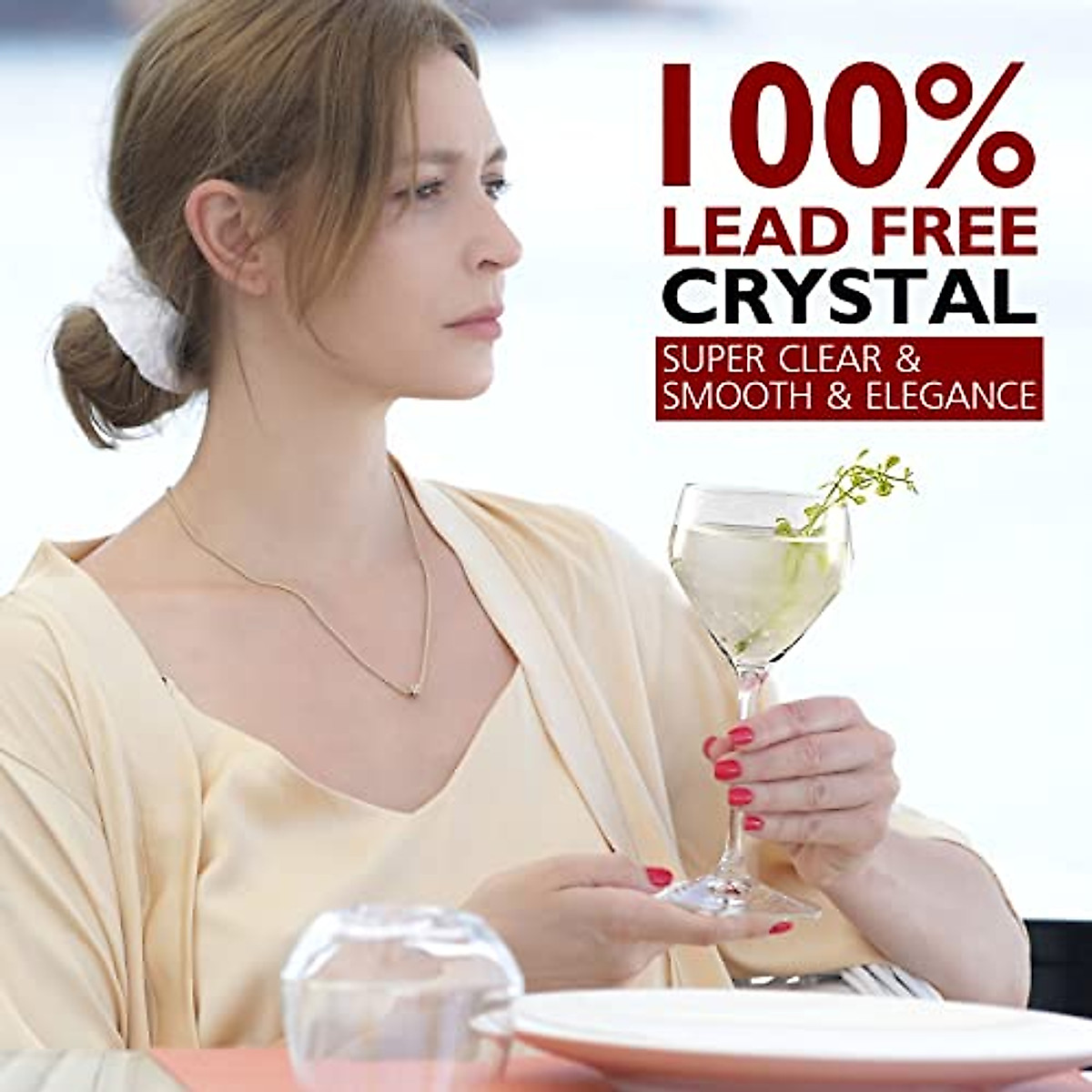 Chouggo Nick & Nora Glasses Cocktail Glasses Set of 4, Hand Blown Premium Crystal Cocktail Glass for Bar, Martini, Cosmopolitan, Manhattan, 6Oz, Clear