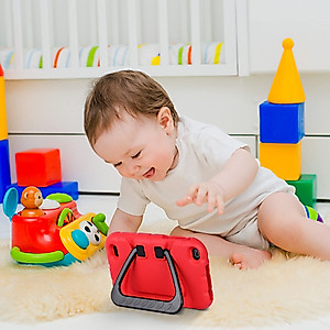 YESTEL Tablet for Kids 7 Inches, Android 11 FHD Kids Tablet 2GB RAM 32GB (Up to 128GB) with Shock- Proof Case, Reversible Stand, Dual Cameras, Red