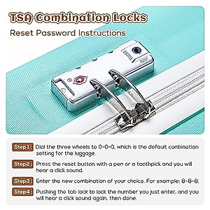 imiomo Carry On Luggage 20 Inch airline approved Hardside 3PCS Set Lightweight Rolling Travel Luggagewith TSA Lock， Suitcase with Spinner Wheels (GREEN+beige, Carry-On 20-Inch)