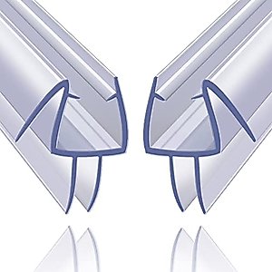 2-Pack Tarpuglider Shower Door Bottom Seal with Internal Grips and Sweep Strip - Frameless Glass Shower Door Seal Strip with Adjustable Length -Stop Shower Leaks -Clear Vinyl (3/8” (9-10 mm) x 39")