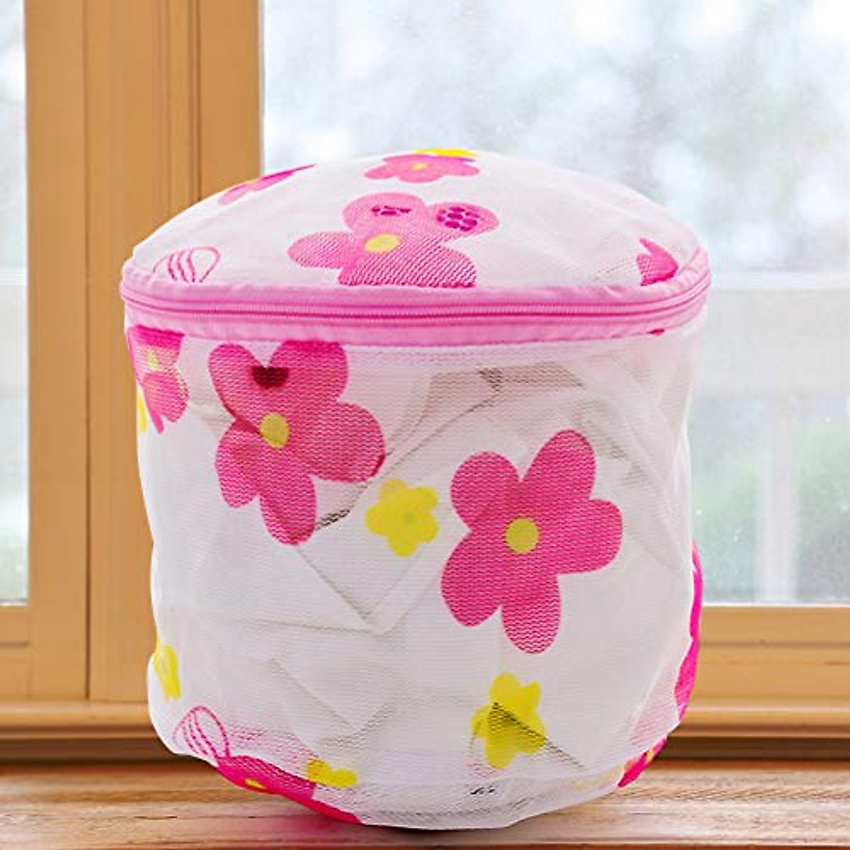 Cabilock Laundry Basket 5pcs Underwear Wash Mesh Bag Mesh Bra Laundry Bag Thickened Zippered Mesh Laundry Bags Bra Lingerie Panties Washing Bags Foldable Underwear Washing Bag for Women Girl White