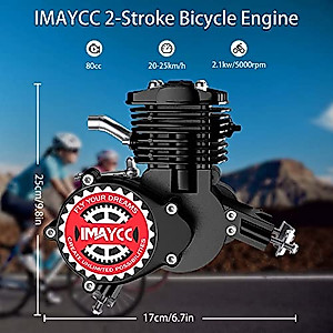 IMAYCC 80cc Bicycle Engine Kit, 2-Stroke Motorized Bicycle Kit Fit for 26-28" Bikes, Bike Motor Kit with Wired Digital Computer (Black)