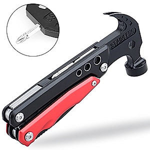Goldenguy Multitool Claw Hammer,Multi Purpose Pliers Tool Cool Gadgets for Men Him,13 in 1 Survival Multitool,Camping Accessories, Car Valentine Gift for Friend
