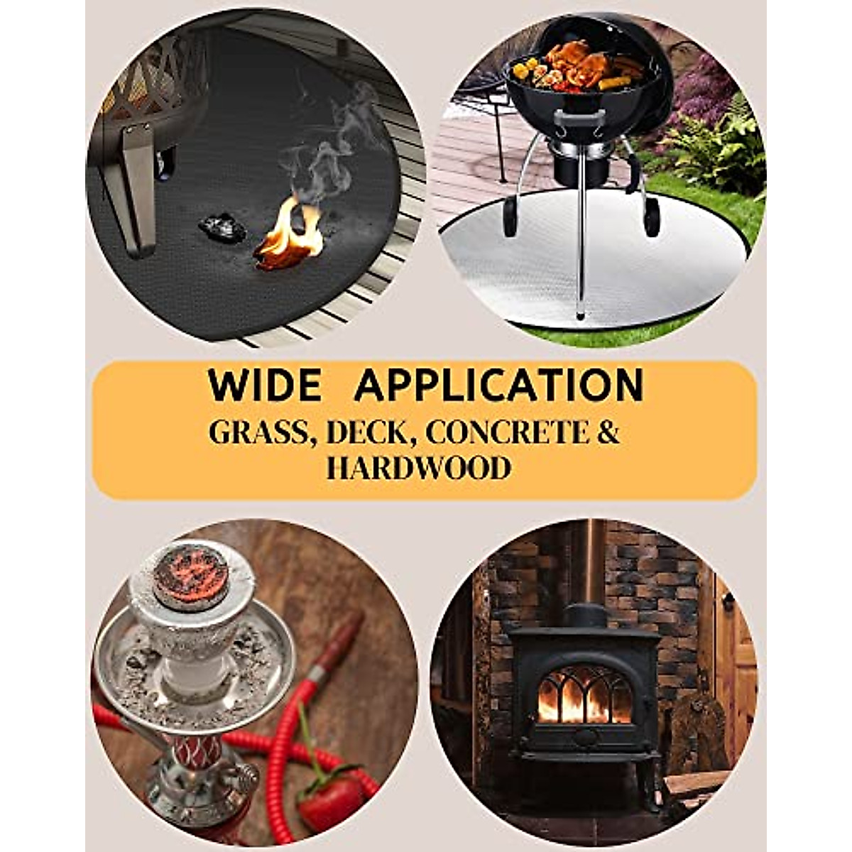 38-inch Fire Pit Mat for Under Fire Pit, Round | 3 Layered Premium Quality | Firepit Mat for Deck, Grass, Concrete, BBQ Grill, & Smoker | Fireproof Deck Protector