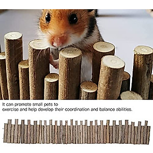 Hamster Wooden Bridge, Flexible Wood Hideout, Door Fence, Standing Climbing Platform Basket Accessories for, Mice, Gerbil, Chinchilla Chew Toys Decor (60CM)