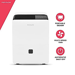 Frigidaire FFAD6022W1 Dehumidifier, High Humidity 60 Pint Capacity Dehumidifier with a Easy-to-Clean Washable Filter and Custom Humidity Control for maximized comfort, in White