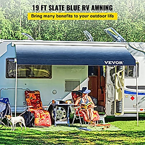 VEVOR RV Awning, Awning Replacement Fabric 19 FT, Slate Blue RV Awning Replacement, 15oz Vinyl Material Replacement Awning, Sun Shade and Waterproof Camper Awning Replacement Fabric