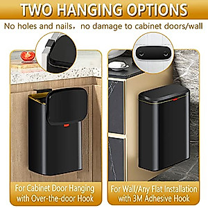 WAYCOM 2.1 Gal Compost Bin Kitchen for Counter Top or Under Sink,Compost Bin Stainless Steel Hanging Compost Bin with Lid for Cupboard/Bathroom/Bedroom/Office,Indoor Compost Bucket