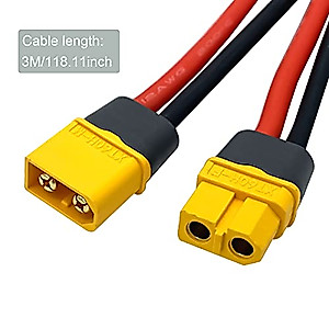 XT60 XT60h Extension Cord 10Ft with Female Male for Solar Generator Portable Power Station Solar Panel RC Battery Lipo Battery Pack Portable Power Station 12Gauge Flexible Silicone Wire Cord（10Ft ）