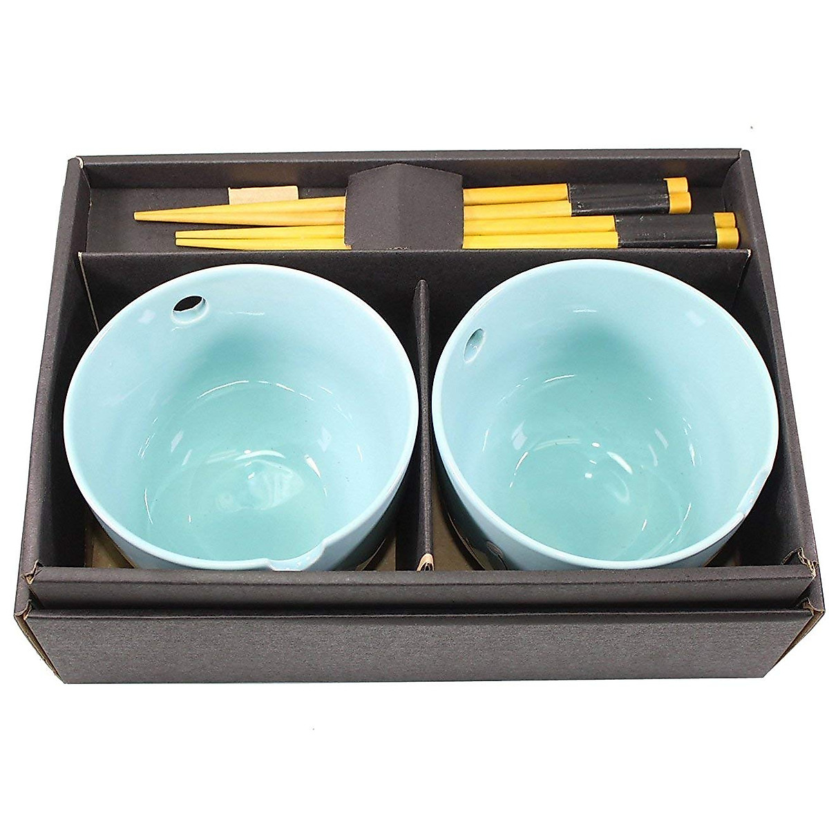Set of 2 Japanese Porcelain Ceramic Bowls w Chopsticks for Ramen Soup Noodle Porridge Menudo Ramen Udon Pasta Cereal Ice cream Pho Rice Instant Noodle (White Flowers)