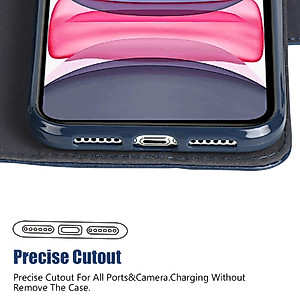 Arae Case for iPhone 11 PU Leather Wallet Case Cover [Stand Feature] with Wrist Strap and [4-Slots] ID&Credit Cards Pocket for iPhone 11 6.1 inch 2019 released (Blue)