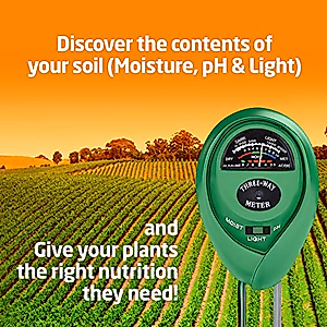 Soil pH Meter, 3-in-1 Soil Test Kit For Moisture, Light & pH, A Must Have For Home And Garden, Lawn, Farm, Plants, Herbs & Gardening Tools, Indoor/Outdoors Plant Care Soil Tester (No Battery Needed)