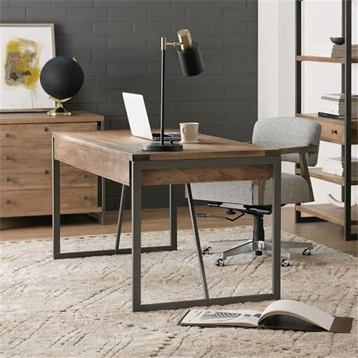 Hooker Furniture Writing Desk in Medium Wood and Gray
