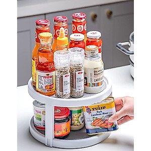Lawei 2 Pack 2 Tier Lazy Susans Turntable - 10 Inch Pantry Cabinet Lazy Susan Storage Turntable Rotating Spice Rack for Spices, Condiments, Baking