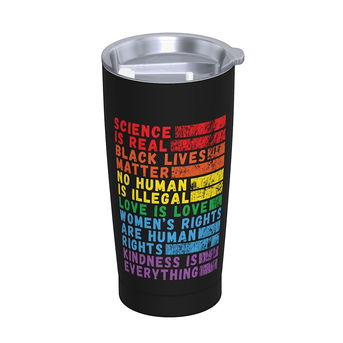 Bxkens Science Is Real Black Lives Matter No Human Is Illegal Love Is Love Tumblers Stainless Steel Mugs 20 Oz Double Wall Insulated Coffee Cup Travel Mug For Gym Outdoor Women Men