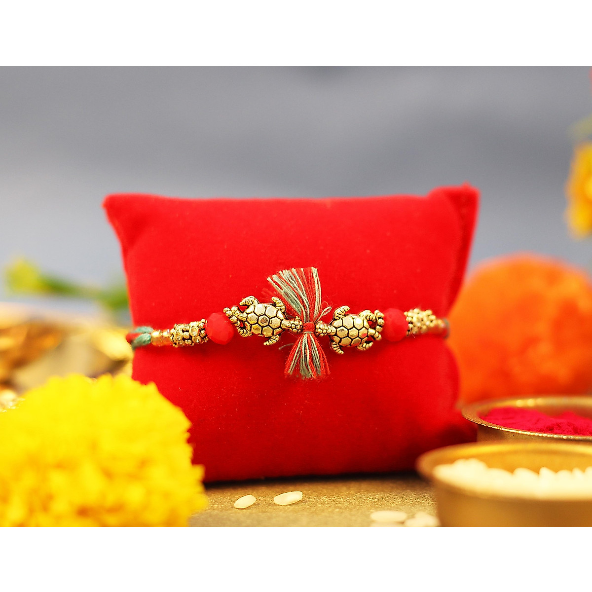 Ruci Store Fancy Silver Turtle Rakhi for Brother Raksha Bandhan Casting Metal Rakhi Lucky Charm Bracelet