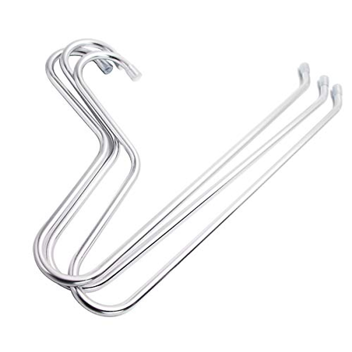 YUNAI 3Pcs Stainless Steel Pants Hangers, Open Ended Hangers, Jean Hangers, Strong Durable Anti-Slip Slacks Hangers for Space Saving.(Silver)