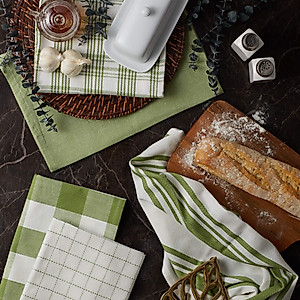 DII Everyday Basic Kitchen Collection Large Woven Cotton Dishtowel/Tea Towel Set, 18x28, Antique Green, 5 Count