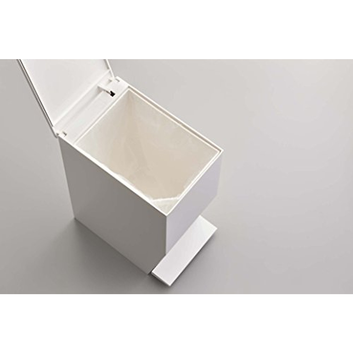 Small Sleek Sanitary Trash Can with Pedal, Rubbish Bin Receptacle Waste Disposal, for Office Home Bathroom Toilet, White
