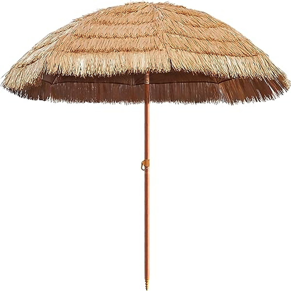 FULLSUN PARASOL Tiki Thatched Beach Umbrella, 7.5ft Large Heavy Duty Wind Portable Hawaiian Hula Umbrellas with Sand Anchor, UV 50+ Protect for Tiki Bar Outdoor Pool Patio Garden