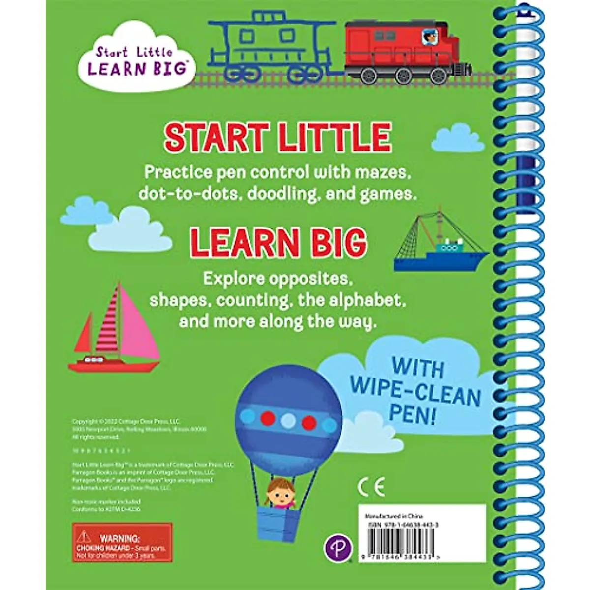 Wipe Clean Preschool Activity Book for Kids Ages 3 to 5: ABCs, Counting, Opposites, Shapes, Tracing, Pen Control and More (Start Little Learn Big Series)