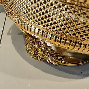 HONHPD Chafing Dish 8L for Hotel Decorative Fancy Luxury Gold Chafing Dish Buffet Set with Hanging Hinged Lid,Buffet Warmers Sets for Parties, Events, Wedding, Camping, Dinner（Golden