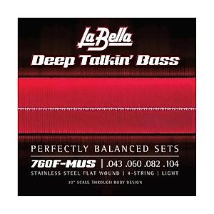 La Bella 760F-MUS Stainless Steel Flat Wound Bass Guitar Guitar Strings