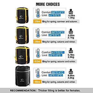 REDCAMP Outdoors Cotton Flannel Sleeping Bag for Camping Backpacking, Warm and Comfortable Envelope Sleeping Bags with 2/3/4lbs Filling, Green Plaid