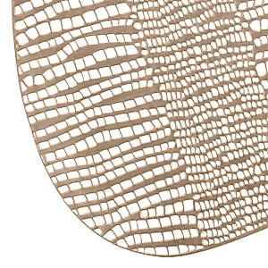Home Details 4 Pack Oval Pebble Laser Cut Placemat, Kitchen, Dinning Room, Place Setting, Décor, Gold