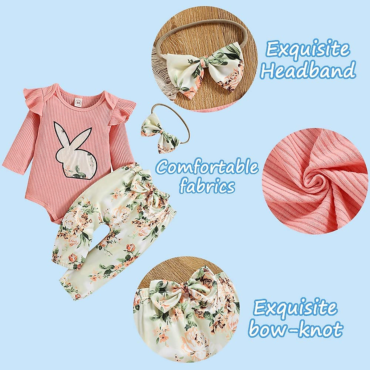 XIFAMNIY Baby Girls My 1st St.Patrick Day/Easter Day Outfit Newborn 4Pcs Pants Set