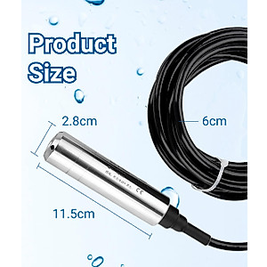 Submersible Level Sensor 4-20mA, Throw-In Type Liquid Level Sensor,24V DC Input Liquid Level Transmitter,0-5M Measuring Range