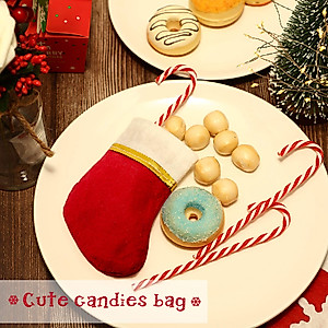 30 Pieces Christmas Dinner Table Decorations Christmas Socks Silverware Holders Tableware Bags Mini Christmas Stockings Knife Spoon Fork Storage Bag for Christmas Party Dinner Table