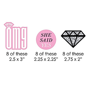 Big Dot of Happiness Omg, You're Getting Married Paper Straw Decor - Engagement Party Striped Decorative Straws - Set of 24