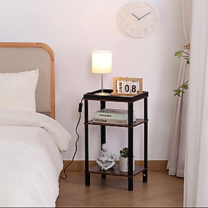 ZEXVIDA Side Table for Small Spaces,3 Tier End Table with Storage Shelf, Small Narrow Thin End Table Bedside Table,Nightstand for Hallway,Living Room, Bedroom, Office,Rustic Brown