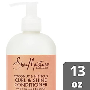 SheaMoisture Coconut and Hibiscus Curl & Shine Conditioner with Silk Protein & Neem Oil 13 oz - Thick, Wavy & Curly Hair - Value Double Pack - Qty of 2